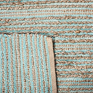 SAFAVIEH Cape Cod Collection Accent Rug - 4' x 6', Aqua, Handmade Flat Weave Jute, Ideal for High Traffic Areas in Entryway, Living Room, Bedroom (CAP851D)