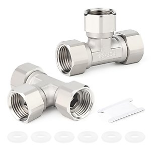 TAISHER 2PCS 304 Stainless Steel 3 Way 3 Ends Flexible Movable Tee Connector, 1/2" for Sprayer, Angled Valve, Shower Arm