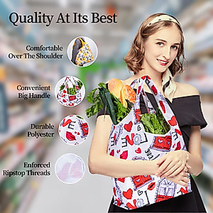 Atpylan Reusable Grocery Bags, Vibrant Shopping Bag for Groceries, Beach Gear & More, Ripstop, Folds into Pouch, 6 Pack