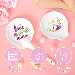 Nefelibata Grandma Gifts Spoon Rest Set of 2 Mother's Day Gifts Nana Ceramic Spoon Holder for Grandmother Coffee Bar Kitchen Counter Mimi Birthday Grandparent's Day Housewarming Thanksgiving Present