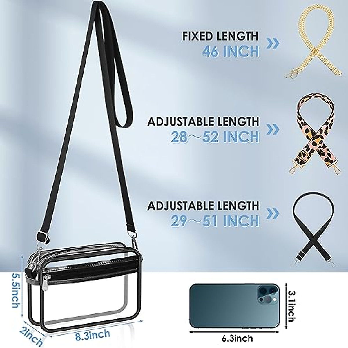 ROADPLUM Clear Bag Stadium Approved, Waterproof Clear Purse Bag, Crossbody Bag for Concerts, Sports Events, Festivals Women Men