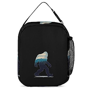Bigfoot Forest Landscape 3 Pcs Backpack Set Portable Lunch Bag Pencil Pouch for Office