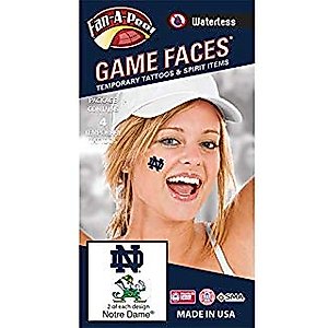 Notre Dame (ND) Fighting Irish – Waterless Peel & Stick Temporary Spirit Tattoos – 4-Piece – 2 Leprechaun Logo & 2 Navy Blue ND Logo
