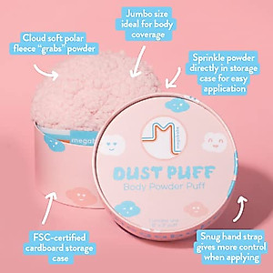 Megababe Sweat Absorbing 2-Piece Bundle - Body Dust Powder 6 oz & Dust Puff | Sweat-Absorbing, Talc-Free