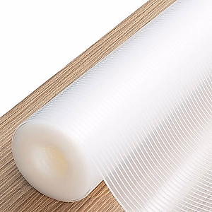 SinhRinh Drawer and Shelf Liner, 17.5IN x 10FT Non Slip Non Adhesive Cabinet Liner for Kitchen and Desk - Clear Ribbed