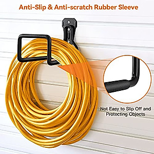 UPCERA 2PCS Metal Garden Hose Holder Wall Mount Heavy Duty Water Hose Hook Hanger Metal Tube Stand with 6 Screw, 6 Drywall Anchors for Outside Garden Yard Garage (2Pack - Black)