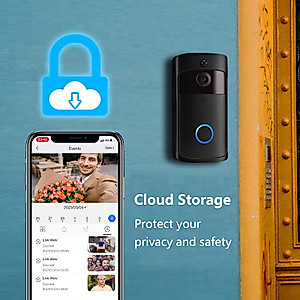 Eaula Videns Wireless WiFi Doorbell Camera IP65 Waterproof HD WiFi Security Camera Real-Time Video for iOS & Android Phone Night Light Motion Detection (Black)