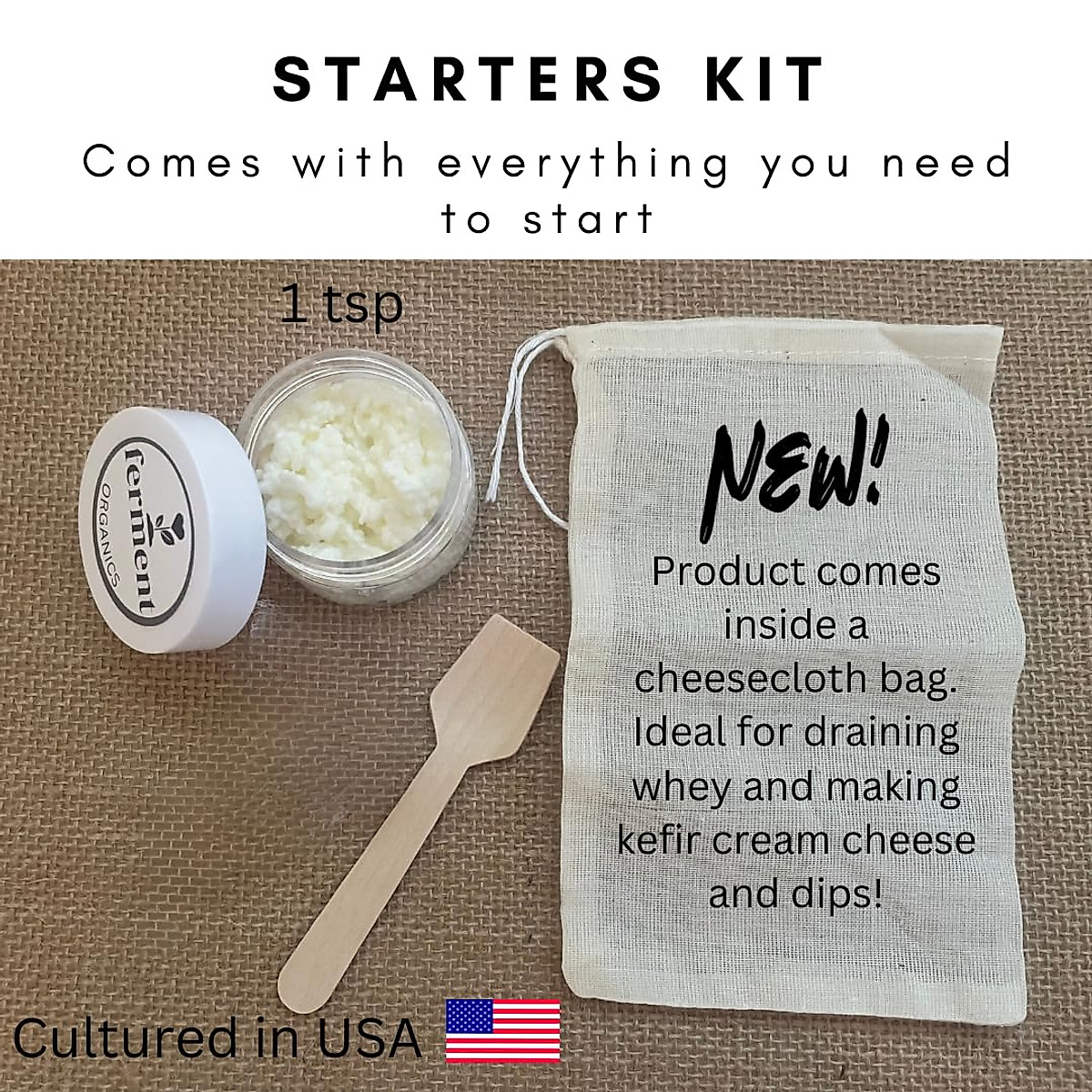 Live Kefir Grains 1 TBSP, Kefir Starter Culture, Rich in Live Active Probiotics, Start your own Kefir Culture at Home, Bulgaros de Leche, Beginners Kit