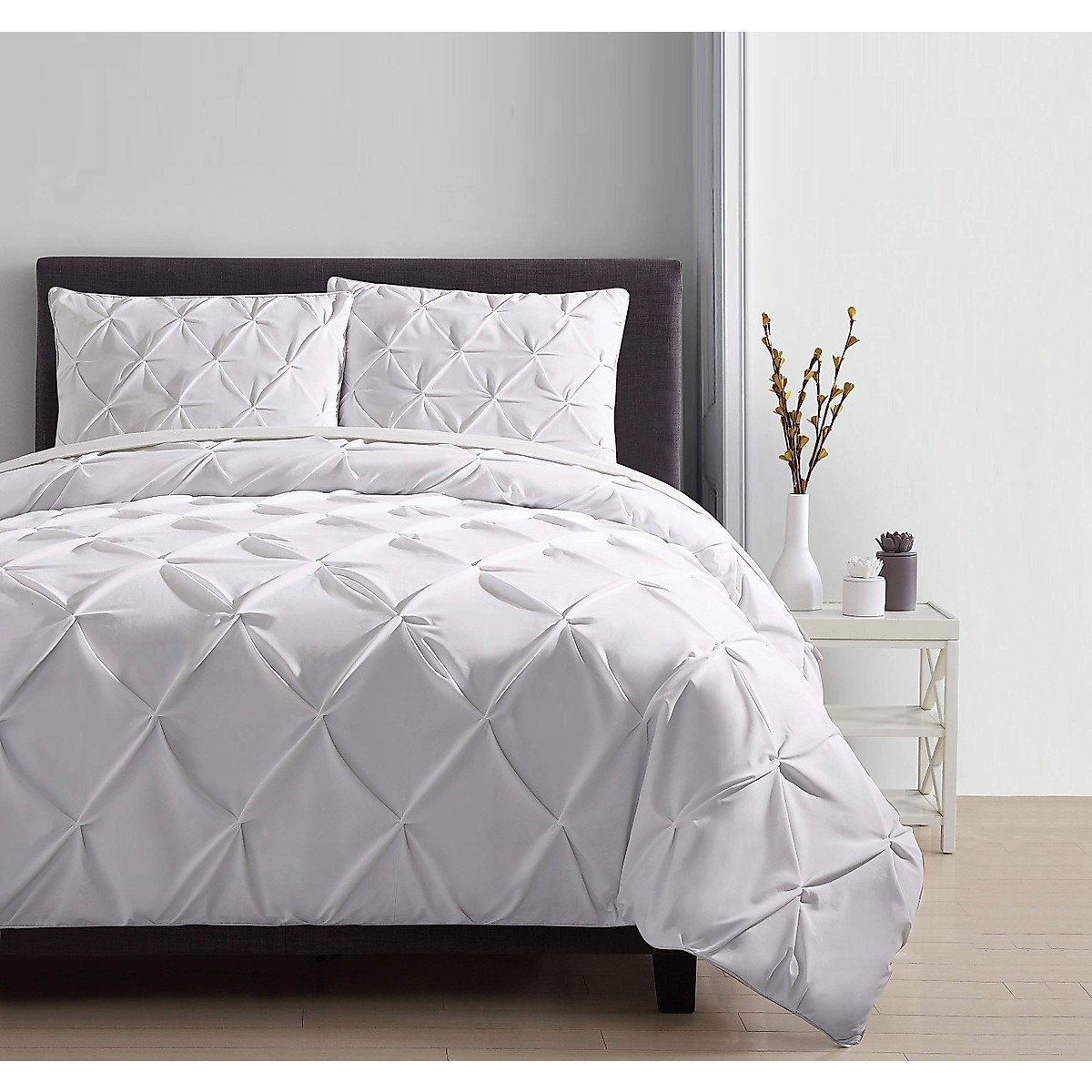 3 Piece Pinch Pleated Duvet Cover Set - Ultra Soft, 910TC, 100% Egyption Cotton Bedding for Cool, Comfortable Sleep, Pintuck Decorative Duvet Cover, King/California King (94" x 104") White