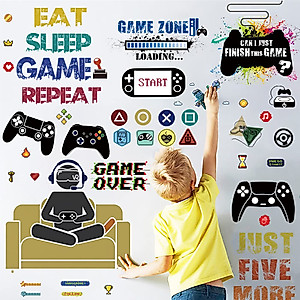 48 Pieces Creative Video Game Room Decor Excellent in Gamer Girl Accessories and Posters for Boys Bedroom, Wall Decals Decorations for Playroom Kids Room Teens Room