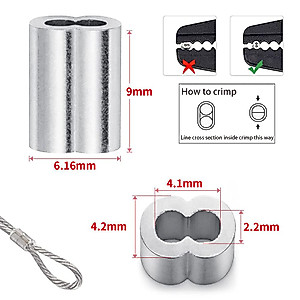 Wire Rope, 1/16 Wire Rope, Stainless Steel 304 Wire Cable, 328FT Length Aircraft Cable with 100pcs Sleeves Stops, 7x7 Strand Core, 368 lbs Breaking Strength Perfect for Outdoor,Yard,Garden or Crafts