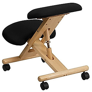 My Friendly Office MFO Mobile Wooden Ergonomic Kneeling Chair in Black Fabric