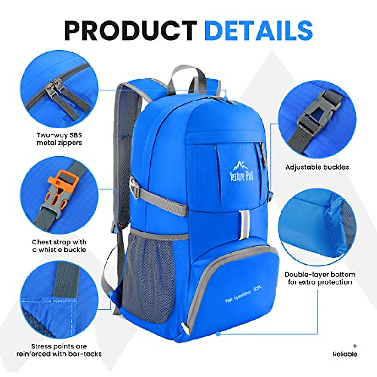 Venture Pal 35L Ultralight Lightweight Packable Foldable Travel Camping Hiking Outdoor Sports Backpack Daypack