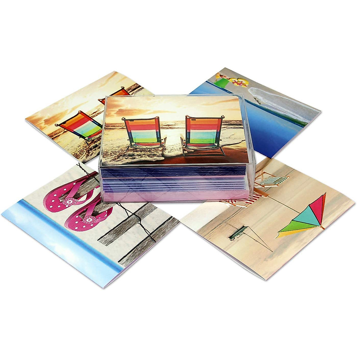 Small World Greetings Beach Note Cards 24 Count - Blank Inside with Envelopes - A2 Size (5.5" x 4.25") - Perfect All Occasion Beach Stationery for Thank You, Birthday, and More