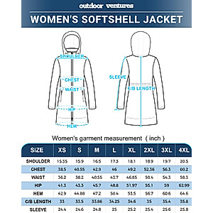 Outdoor Ventures Women's Softshell Jacket with Removable Hood Fleece Lined Windbreaker Insulated Long Warm Rain Jacket