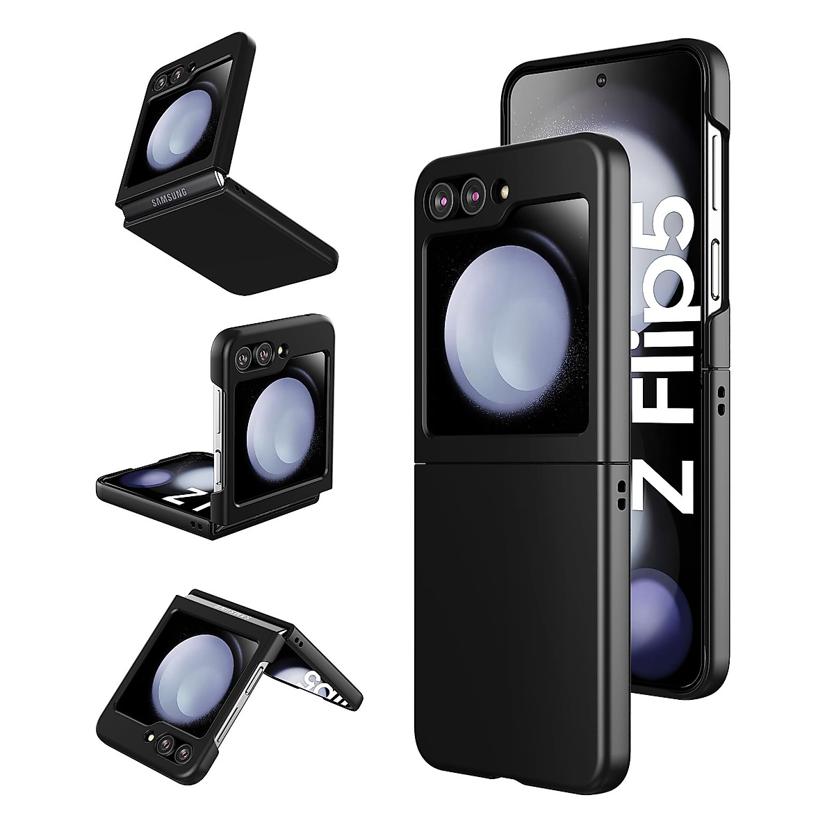 Foluu Slim Fit Case for Samsung Galaxy Z Flip 5 Case, Ultra Thin Matte PC with Non-Slip Grip Full Protection Protective Cover for Samsung Galaxy Z Flip5 5G 2023 (Black)