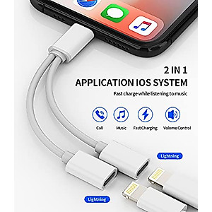 Converter Compatible with iPhone Headphone Adapter Compatible for Lightning Double to Audio Jack and Charger Earphone Charging Splitter 11 12 Mini pro xs xr x 7 8 plus Connector for ipad air for Apple