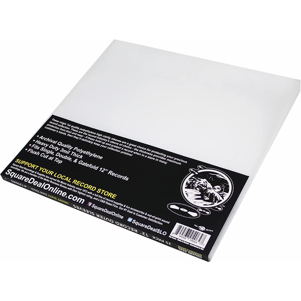 (25) 12" Record Outer Sleeves - INDUSTRY STANDARD 3mil Thick Polyethylene - 12 3/4" x 12 1/2"