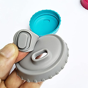 2 Pack Reusable Silicone Can Protector Lid or Covers with Resealable Nozzle for Standard Soda/Beverage/Beer Cans - Prevents Spills - Retains Fizz - BPA-Free (Orange & Blue)