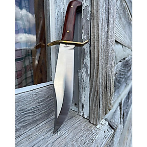 Bear & Son Cutlery 14 3/4" Fixed Blade Gold Rush Bowie Knife, Sandvik 12C27M Stainless Steel, Cocobola Wood Handle, Leather Sheath (CB00)
