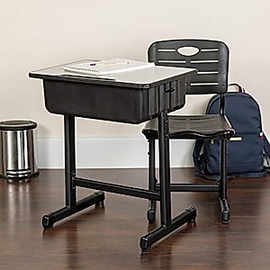 Flash Furniture Open Front Student Desk and Chair Set, 3 Pack, Grey