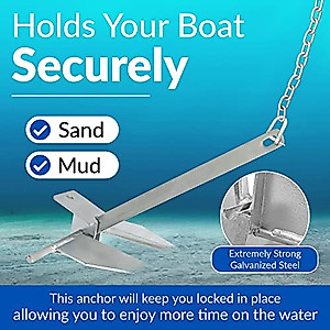 WindRider Boat Anchor Kit for Different Size Boats - Complete Boating Anchors - includes Fluke Anchor, Rope, Galvanized Steel Anchor Chain, and Shackles - Essential Pontoon Boat Anchor Kit