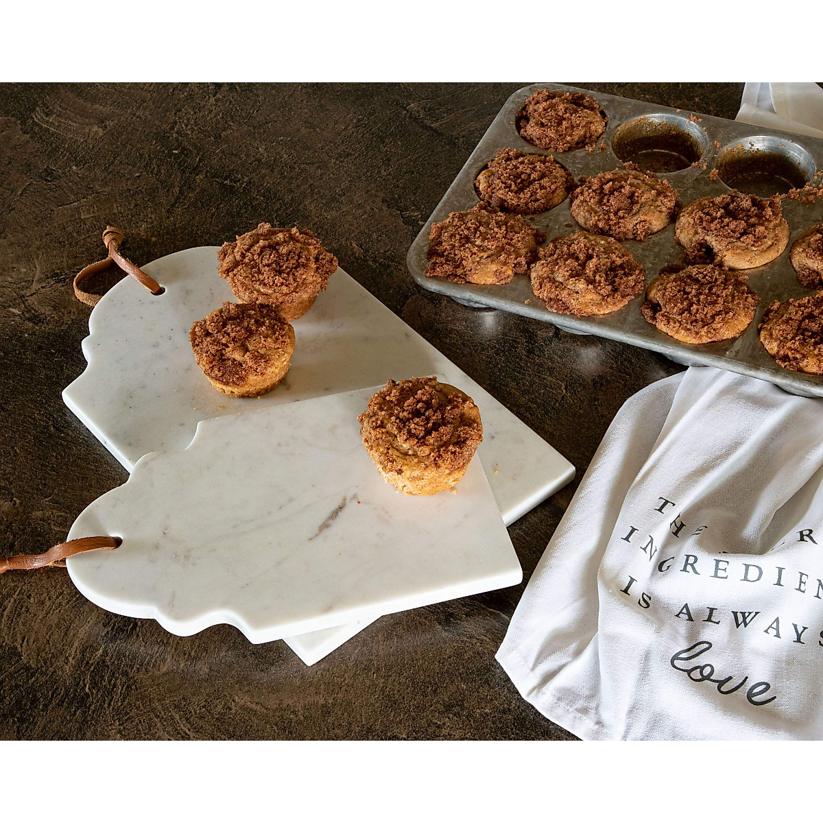 Foreside Home & Garden Small White Marble Kitchen Serving Cutting Board