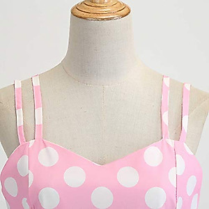 ABAFIP Women's 50s 60s Vintage Sleeveless Sling Strap Polka Dot A-Line Swing Cocktail Party Wedding Bridesmaid Summer Beach Tea Dresses Pink X-Large