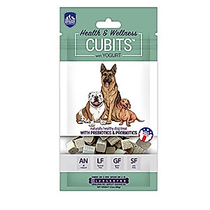 Cubits with Yogurt | Natural Training Treat | Loaded with Prebiotics and Probiotics | No Crumbs - No Sticky Mess | Gluten - Lactose - Soy - Grain Free | 3.5 oz per Pouch