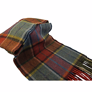 Biddy Murphy 100% Irish Lambswool Plaid Scarf, Soft & Warm, Celtic Tartan Pattern, Earthtone