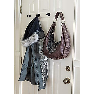 Mavoro Strong Magnetic Hooks for Hanging Coats and Bags. Set of 2 Black Magnet Hooks Heavy Duty Magnets, Neodymium 52 Rare Earth Magnets. Push Pin Style Magnet Hook for Refrigerator, Locker etc