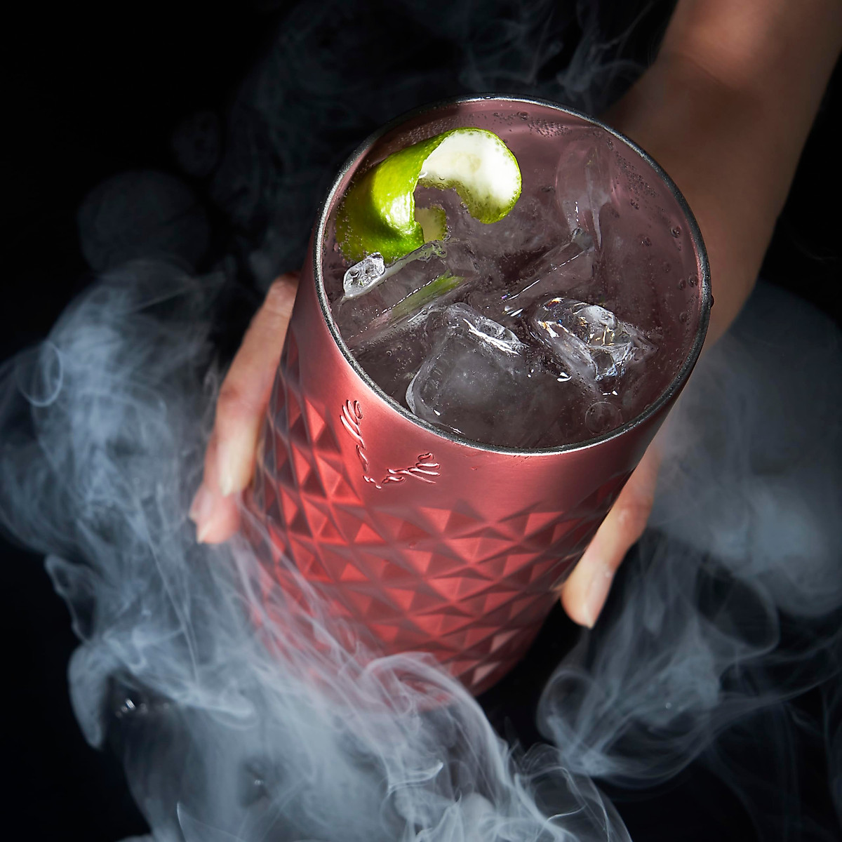 Viski Paragon Insulated Cocktail Tumbler, Insulated Highball Glasses Stainless Steel Highball Glasses with Ceramic Coating 16oz Pink Set of 1