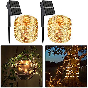 Solar String Lights,2-Pack Each 240 Solar Led String Lights,78 Ft Ultra Long Solar Christmas Lights Waterproof Copper Wire 8 Modes Flexible Fairy Light for Trees Garden Decorations Outdoor Warm White