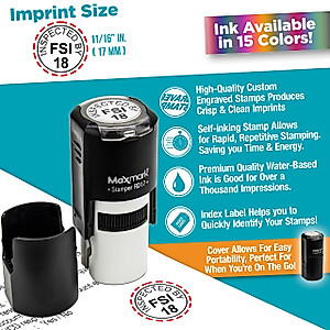 MaxMark Custom Round Self Inking Initials Stamp - 15 Colors to Choose