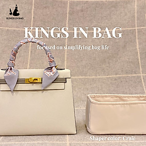 KINGS IN BAG Custom Kelly Bag Insert, Silky Organizer Insert Compatible with Kelly Bags, Lightweight Shaper with Pockets, 114 Color Options (Custom Color)