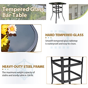 Devoko Patio Swivel Bar Set 3 Pieces Patio High Top Bar Table and Stools Chairs Set Textilene Sling Fabric Outdoor Bar Stools Set of 2 for Garden, Balcony