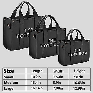YUESUO Tote Bag for Women, The Tote Bag with Zipper, Trendy Personalized Oversized Medium PU Leather Tote Bag Top-Handle Shoulder Crossbody Bags.（Small-Black）