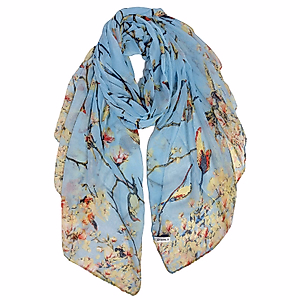 GERINLY Scarfs for Women Lightweight Birds Florals Scarves for Summer Outfits Accessories Head Wear Shawl