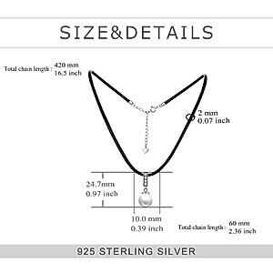 Sterling Silver Pearl Choker Necklace Faux Leather Cord Chain Pearl Jewelry Gift for Women,14+2", (Pearl Choker)