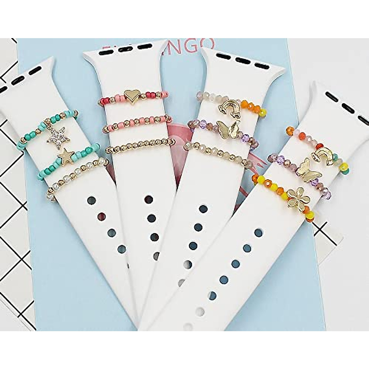 3PCS/Set Bead Decorative Ring for Apple Watch Series 8 7 6 5 4 3 2 1 iWatch 45mm 41mm Watch Strap Loops ,Tomcrazy Diamond Charms for Bands Any Width 20mm Samsung Galaxy Watch 4 44mm 40mm 3 Active 2 Vivomove Huawei Watch 2 Pro (#h)