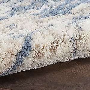 Nourison Luxurious Shag Modern & Contemporary Light Blue Grey 6'7" x 9'2" Area -Rug, Easy -Cleaning, Non Shedding, Bed Room, Living Room, Dining Room, Kitchen (7x9)
