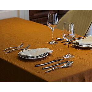 Dumlanrick Linen Table Cloth with Tassel - 100% Pure Linen 60x84 Inch Caramel Tablecloth, Washable Table Cover for Kitchen Dining Rectangle Tables Decoration