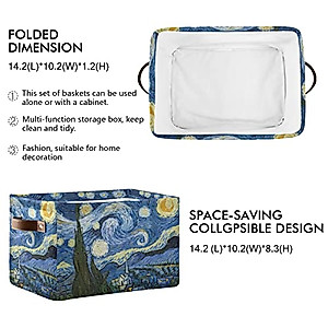 xigua Van Gogh The Starry Night Storage Basket Durable Canvas Storage Bins with Handles Large Collapsible Storage Bins Boxes for Shelves,Home Office,Toys,Closet & Laundry- 1PCS