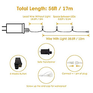 EXF 2-Pack Connectable Christmas Lights, Total 240LED Waterproof Clear Wire String Lights Indoor/Outdoor, 8 Modes Twinkle Lights for Room, Garden, Xmas Tree Decorations (Warm White)