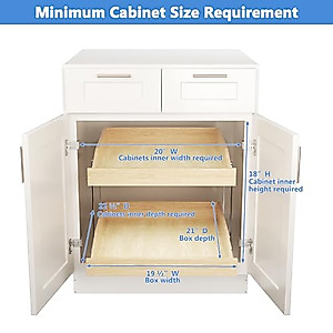 LOVMOR 2 Tier Pull Slide out Cabinet Organizer 19½"W x 21" D,Cabinet Drawer Organizer with U Bracket,Slide out Pantry Shelves with Full Extension Rail Slide, Pull out Drawer for Kitchen Cabinet