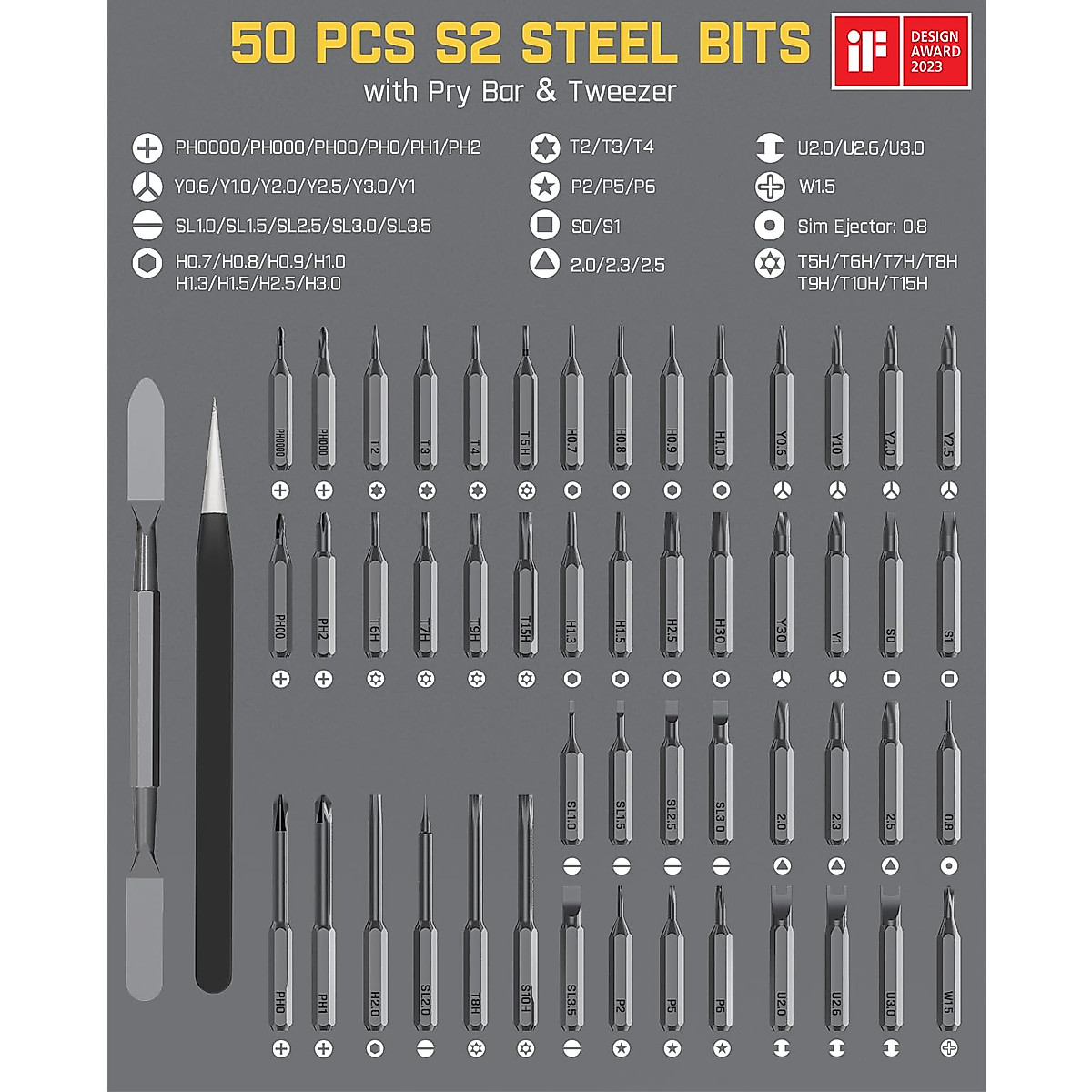 Fanttik E1 Max 3.7V Mini Electric Screwdriver, Precision Electric Screwdriver, 50-in-1 Magnetic Bits, Max 3 N.m, Magnetic Storage, 5/32''Hex, Repair Tool Set for Phone Camera Laptop Watch - Grey