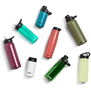 CamelBak Peak Fitness Chill Insulated Gym Water Bottle - Squeeze Bottle - 17oz, White/Silver