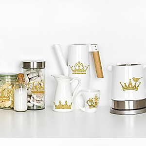 SUPERDANT 8 Style Gold Crown Theme Wall Sticker Bird on Crown Wall Decals Self Adhesive Wall Decor Art Removable PVC Decal for for Girls Room Nursery Living Room Bedroom Decor