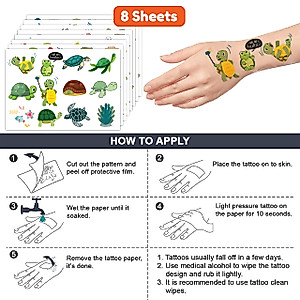 8 Sheets (96PCS) Sea Turtle Temporary Tattoos Tattoo Stickers Ocean Theme Birthday Party Decor Supplies Decorations Favors For Boys Girls Gifts Classroom School Prizes Rewards