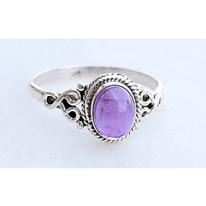 Amethyst Stone Ring 925 Sterling Silver Statement Ring For Women Handmade Rings Gemstone Christmas Promise Ring Size US 8 Gift For Her